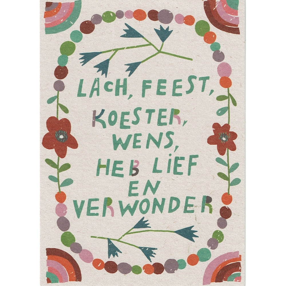 Postkaart Lach Feest Koester – Things that make you feel good